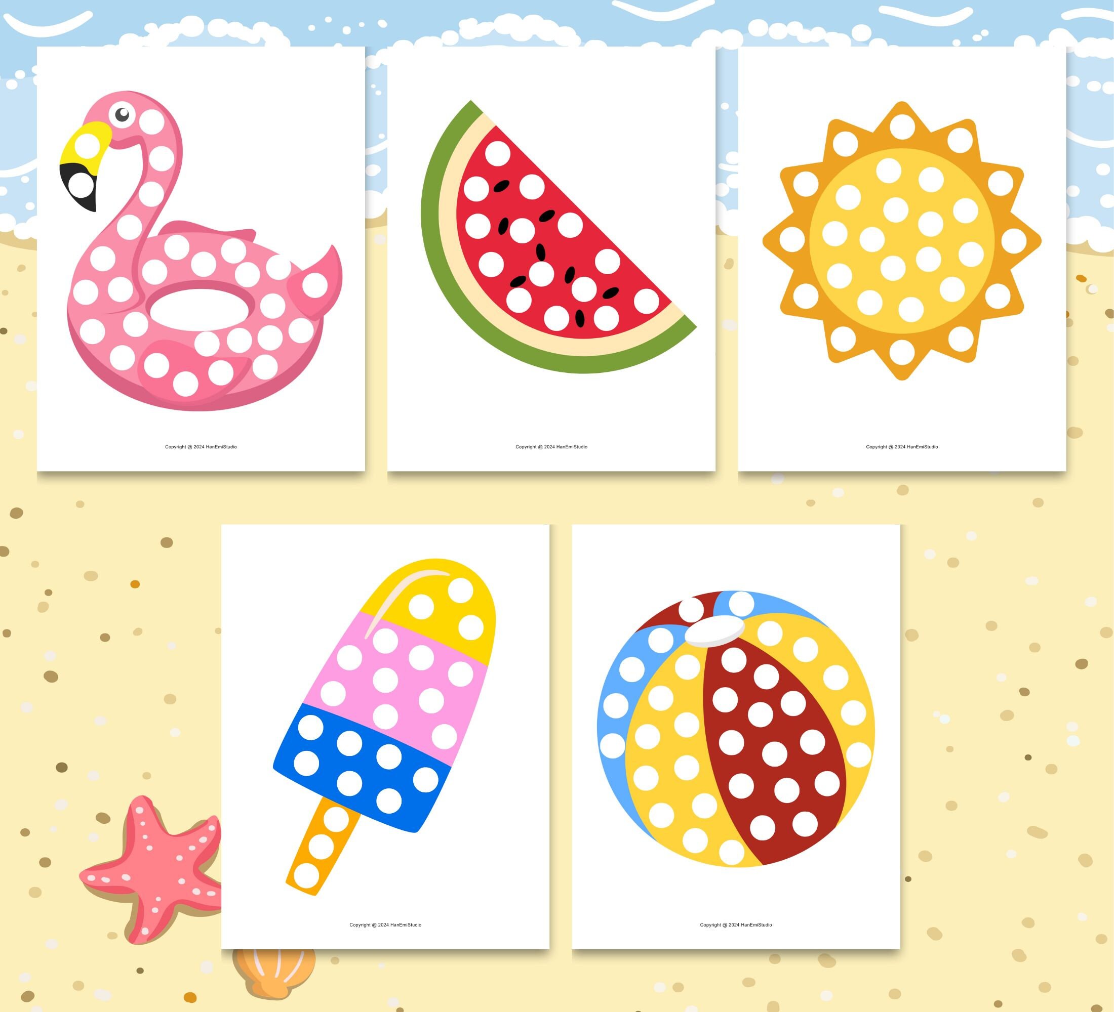 10-page Summer Dot Marker Worksheets for Kids; Printable Coloring Book ...