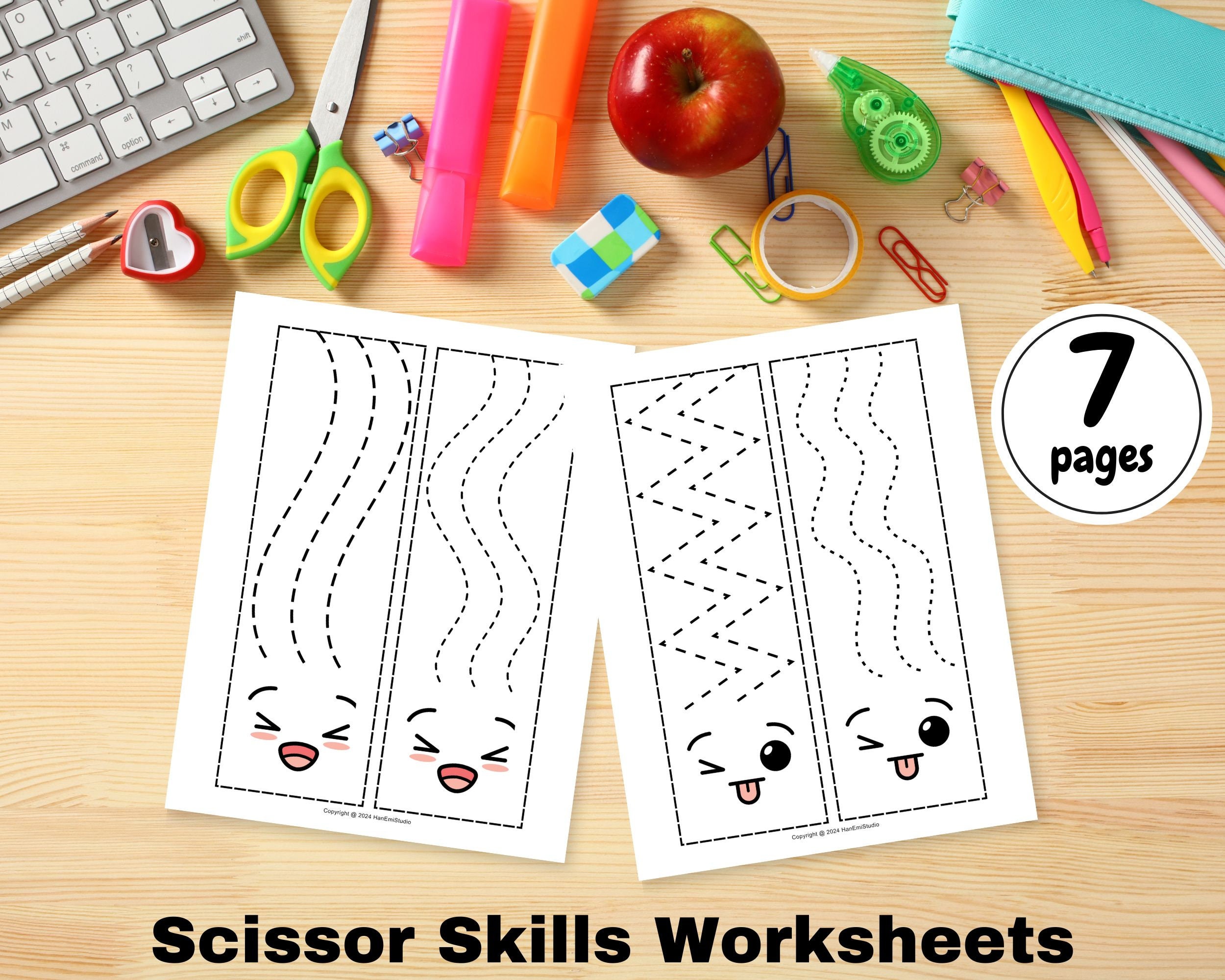 Scissor Skills Practice Worksheets - 7 Cutting Pages; Homeschool ...