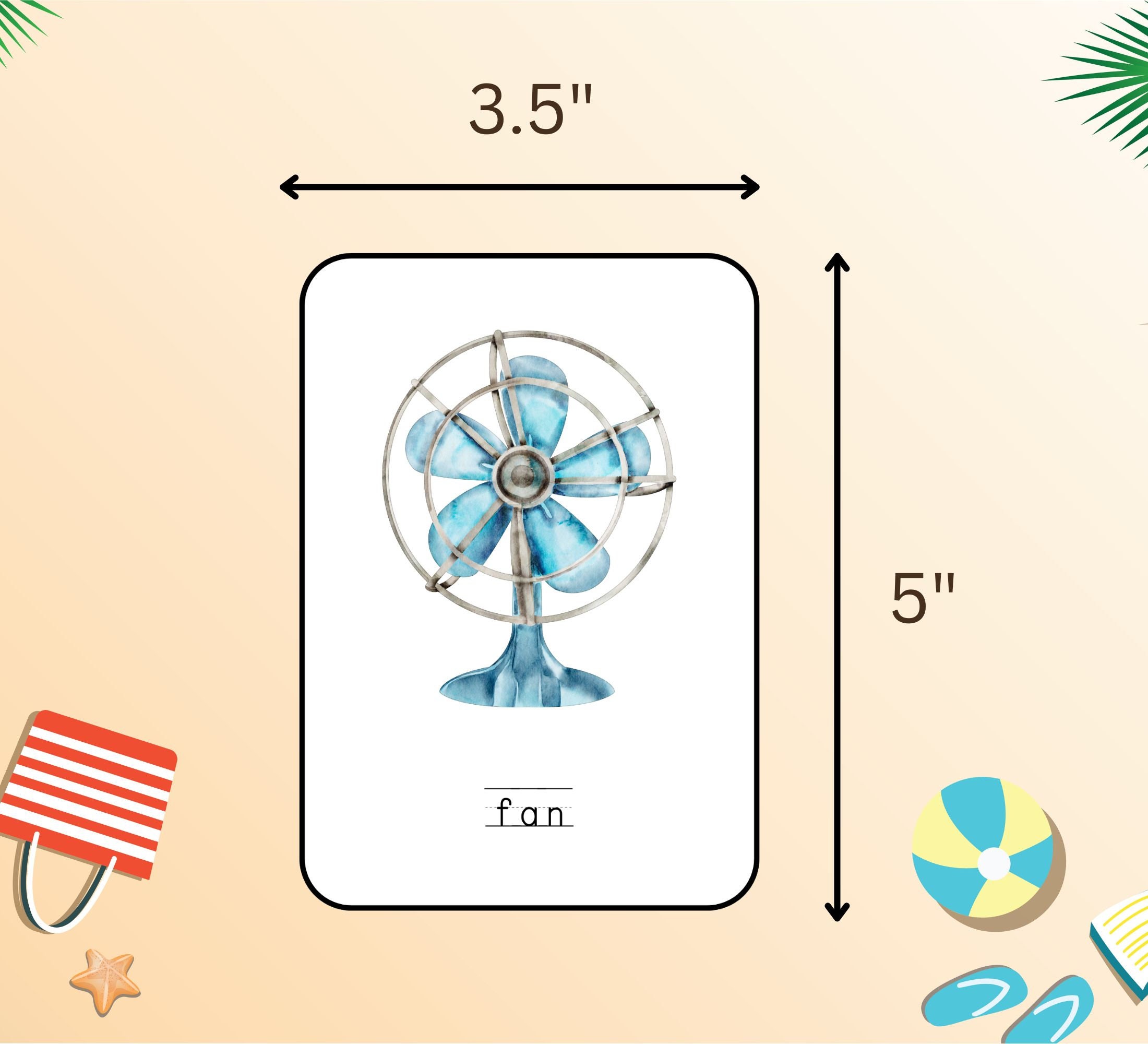 68 Watercolor Summer Vocabulary Flashcards for Kids, Kids Learning ...