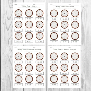 50 Pages Telling Time Worksheets; Clock Reading Worksheet; Homeschool ...
