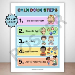 Calm Down Steps Printable Poster; Anger Management; Printable Behavior ...