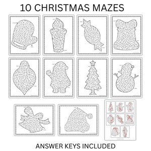 10 Page Printable Christmas Maze Activity for Kids; Christmas Games ...