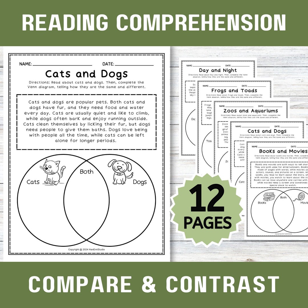 12 Compare and Contrast Worksheets; Reading Comprehension Worksheet ...