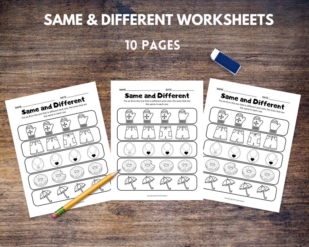 10 Page Same and Different Worksheets; Visual Discrimination Worksheet ...