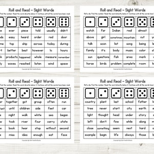 Roll and Read Sight Words Game - First 350 Fry Sight Words (10 Pages ...