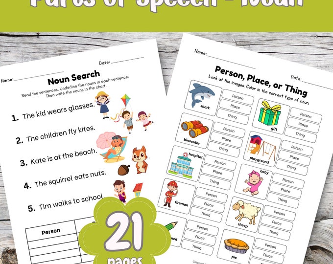 1st Through 3rd Grade-parts of Speech-worksheets-verbs-nouns-adjectives ...