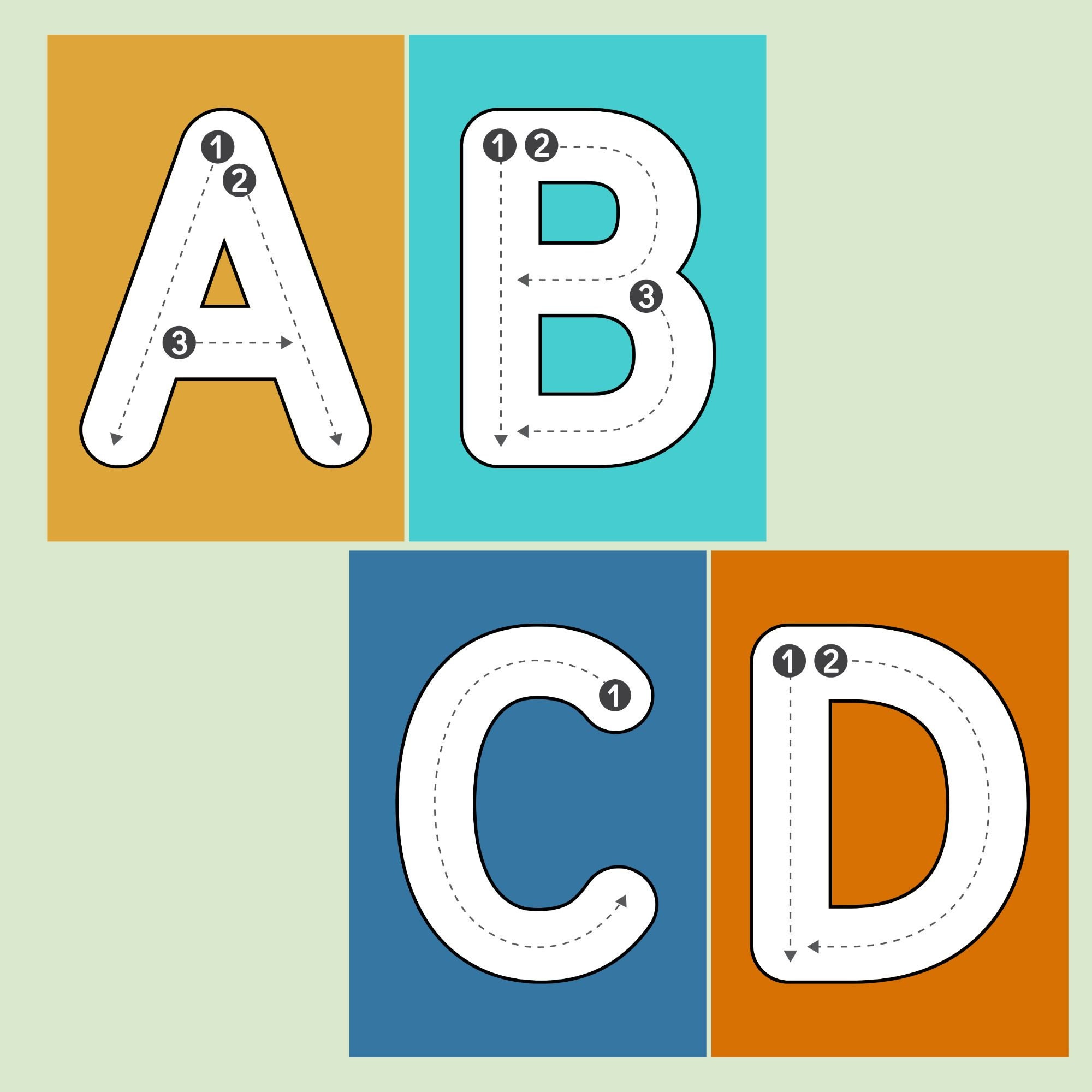 26 Alphabet Tracing Cards Upper Case Letters; Flash Cards; Handwriting ...