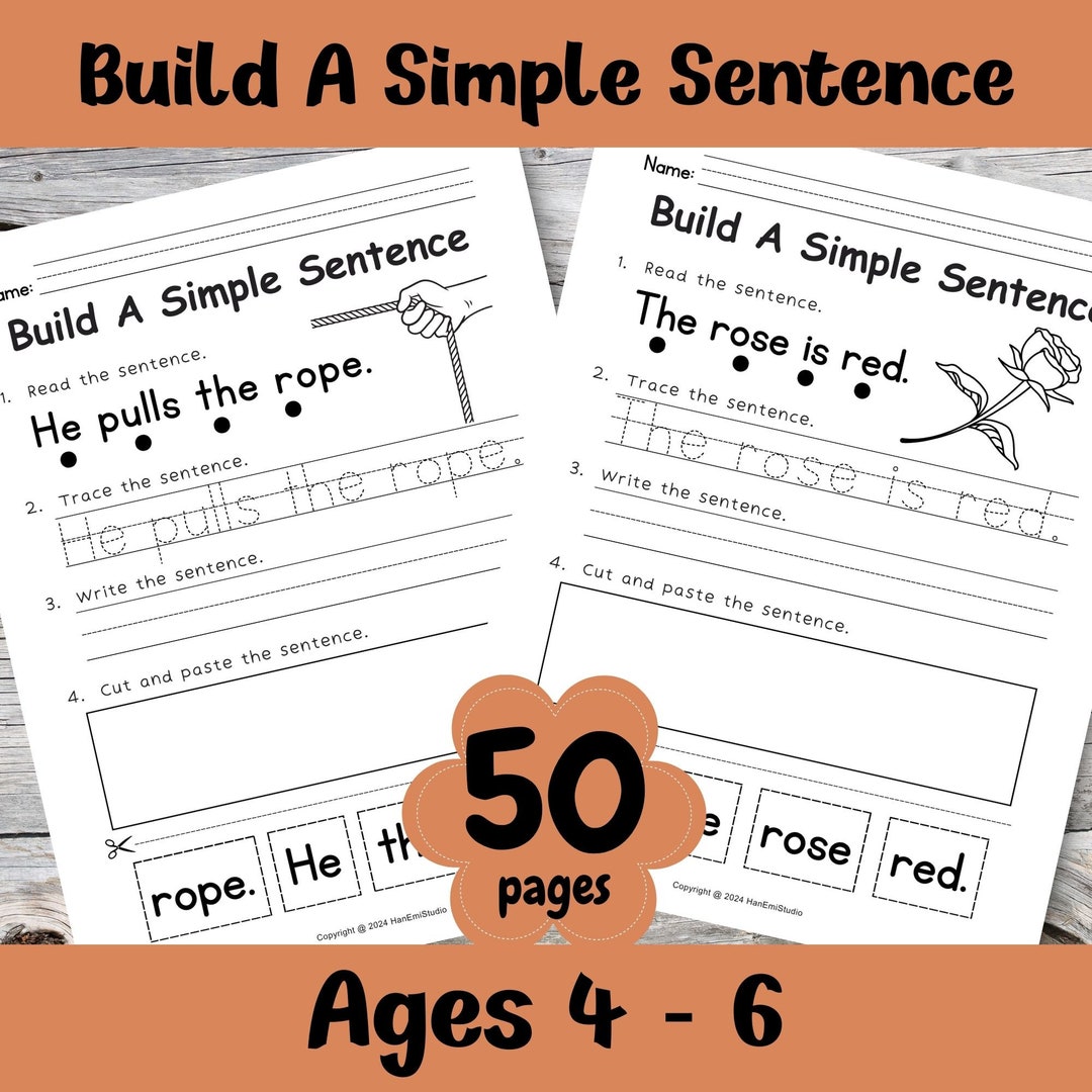 Build a Simple Sentence Worksheets for Ages 4-6; Sentence Building ...