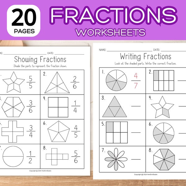 Fractions for Shapes - Etsy UK