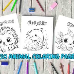 30 Animal Coloring Page for Kids; Printable Coloring Book; Kids ...