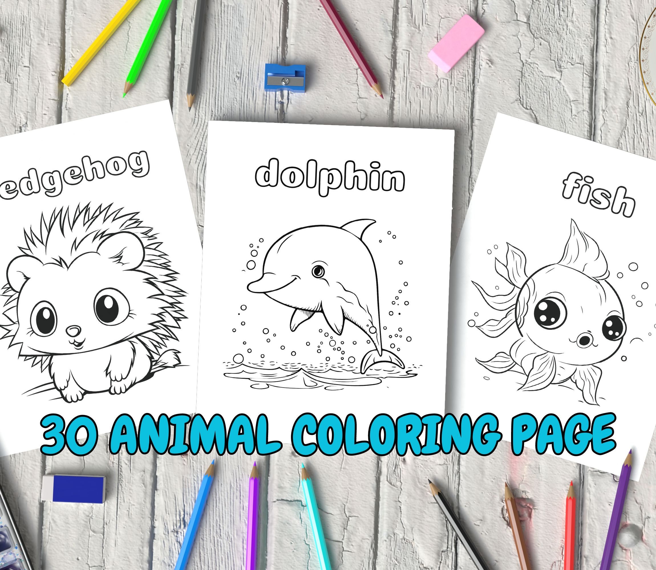30 Animal Coloring Page for Kids; Printable Coloring Book; Kids ...