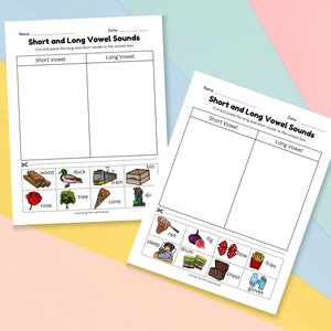 10 Page Short and Long Vowel Sorting Worksheets; Vowel Sorting ...