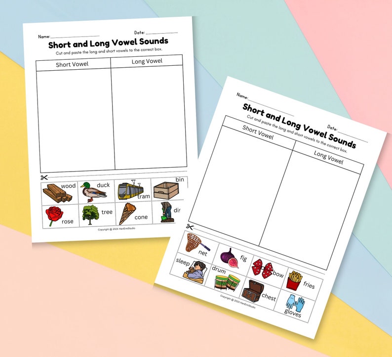 10 Page Short and Long Vowel Sorting Worksheets; Vowel Sorting ...