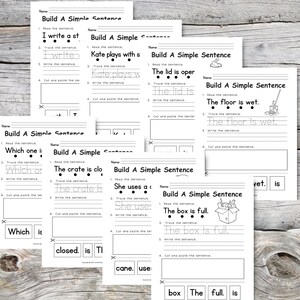 Build a Simple Sentence Worksheets for Ages 4-6; Sentence Building ...