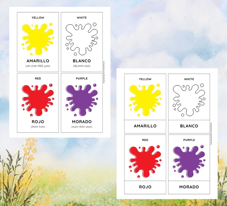 12 Spanish Color Flashcards; Montessori Flashcard; ESL and ELL Learning ...