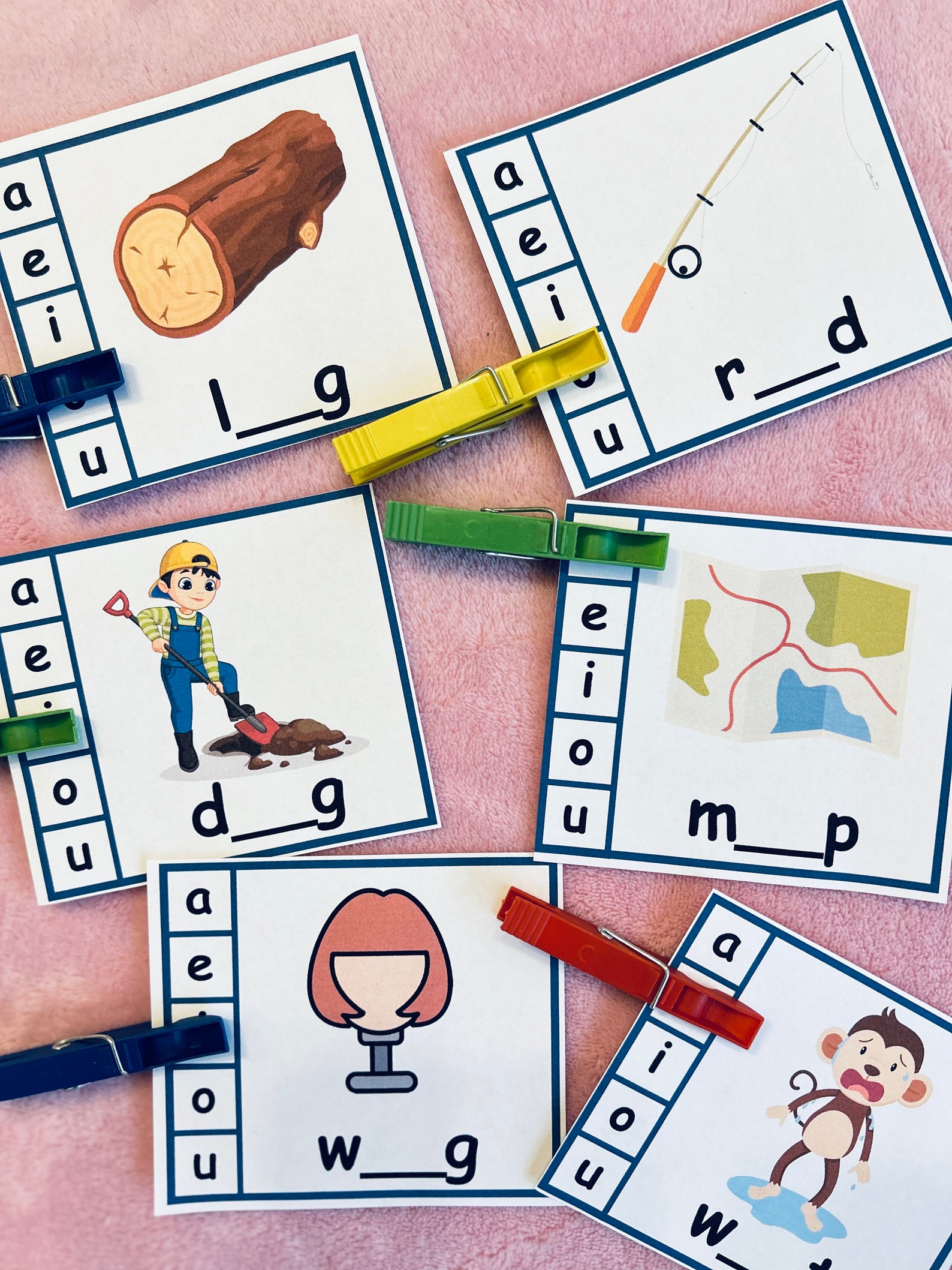 60 Short Vowel Sound Clip Cards; Short Vowel Sound Recognition; CVC ...