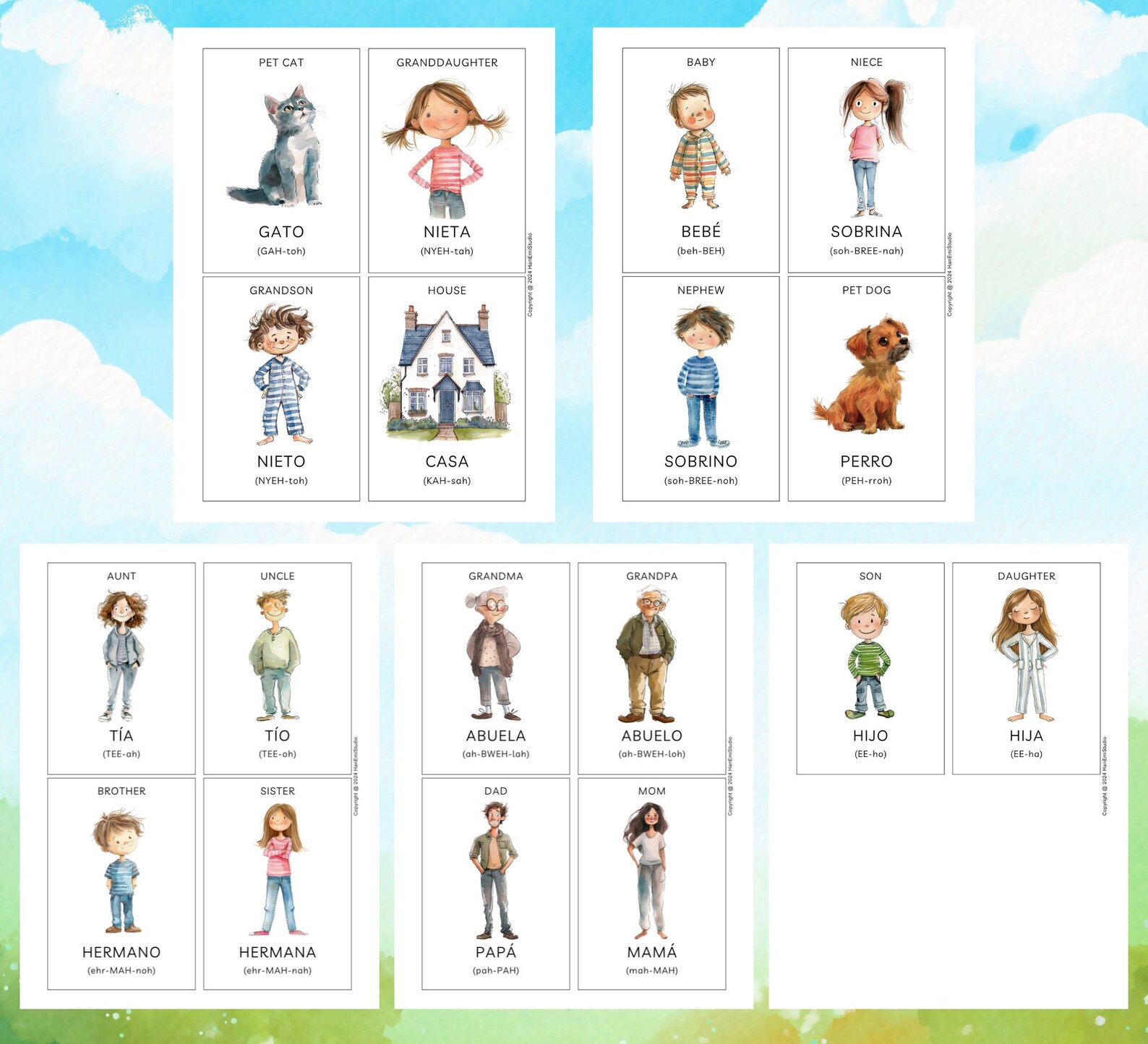 18 SPANISH Family Flashcards; Familia Flashcards; My Family Flashcards ...