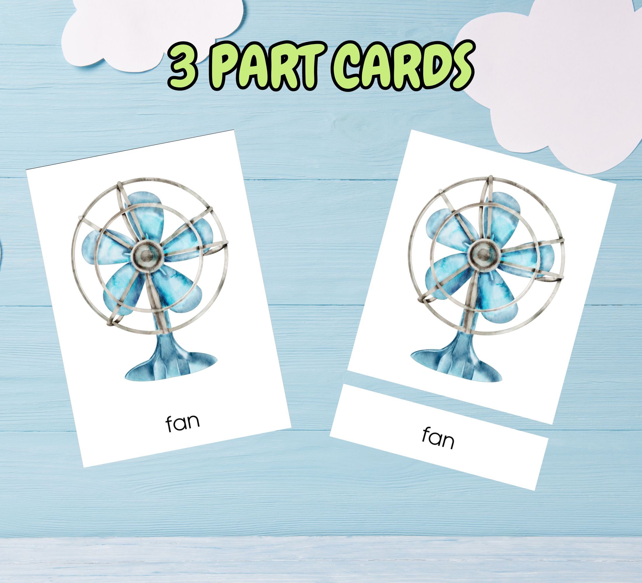 68 Watercolor Summer Vocabulary Flashcards for Kids; Kids Learning ...