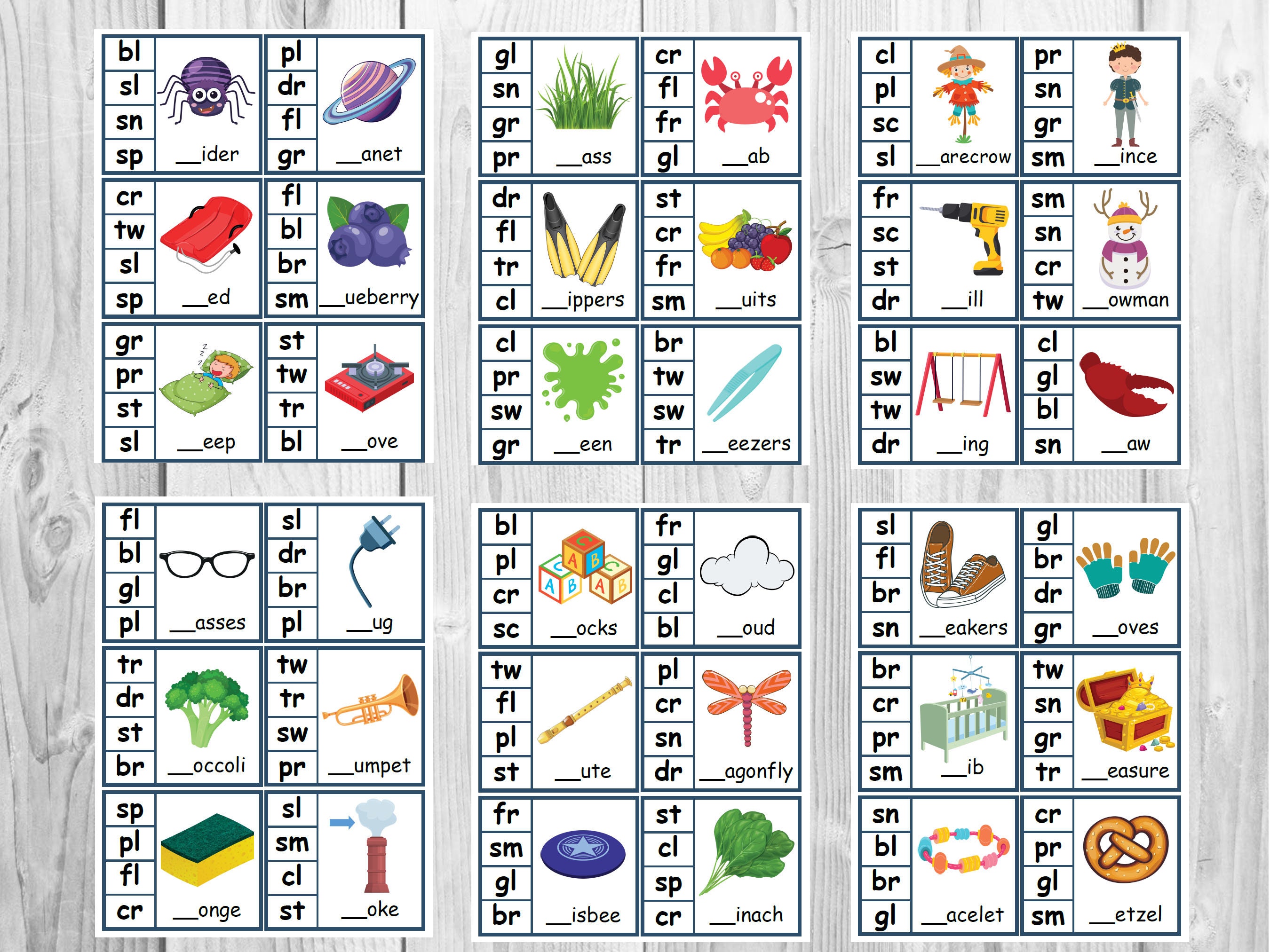 84 Beginning Blend Clip Cards; Beginning Sound Activity; Blend ...
