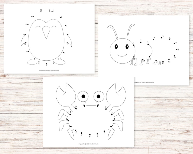 20 Page Animal Dot to Dot Worksheets; Dot to Dot Coloring Page ...