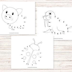 20 Page Animal Dot to Dot Worksheets; Dot to Dot Coloring Page ...