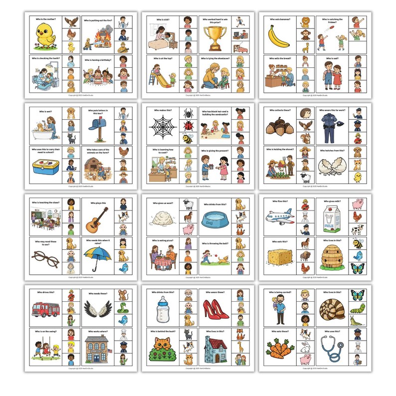 Who Question Task Cards; Speech Therapy; Language Development; WH ...