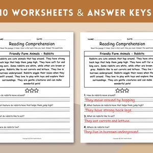 10 Reading Comprehension Worksheets About Friendly Farm Animals for ...