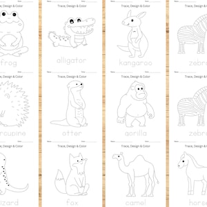 61 Page Animal Tracing Coloring Worksheet for Ages 5-7, Printable ...