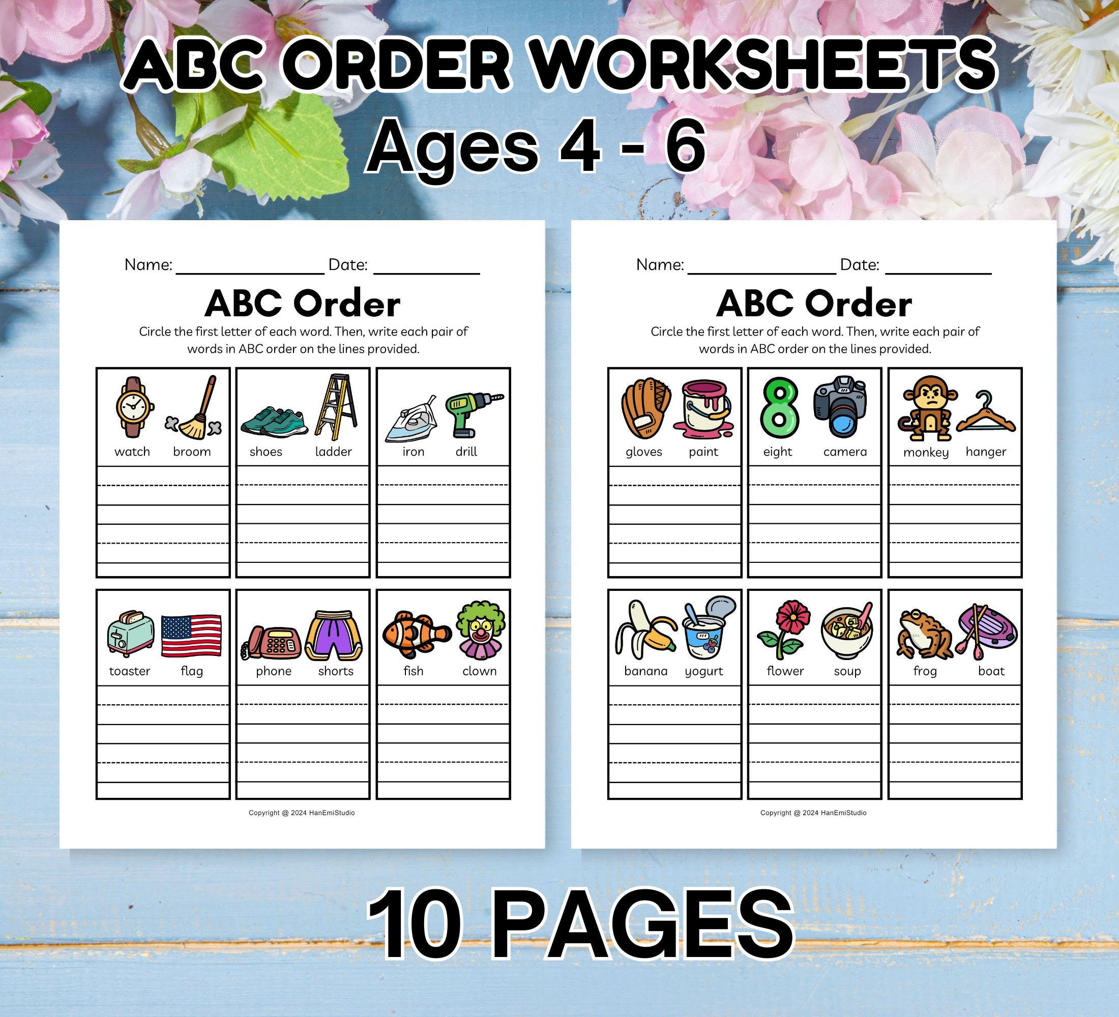 10-page ABC Order Worksheets for Ages 4-6; Printable Worksheets ...