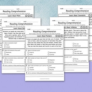 20 Reading Comprehension Worksheets About Professions for Ages 5-7 ...
