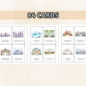 84 World Famous Landmarks Flashcards, Famous Places, Printable ...