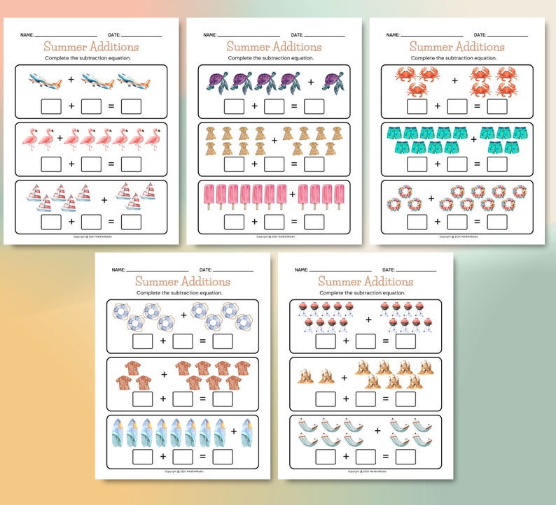 15-simple Summer Addition Worksheets for Preschoolers and ...