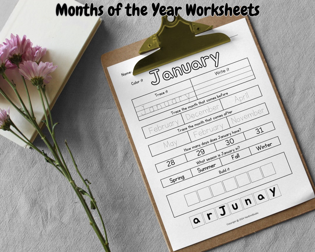 12-page Months of the Year Worksheets for Ages 4-7; Homeschool ...