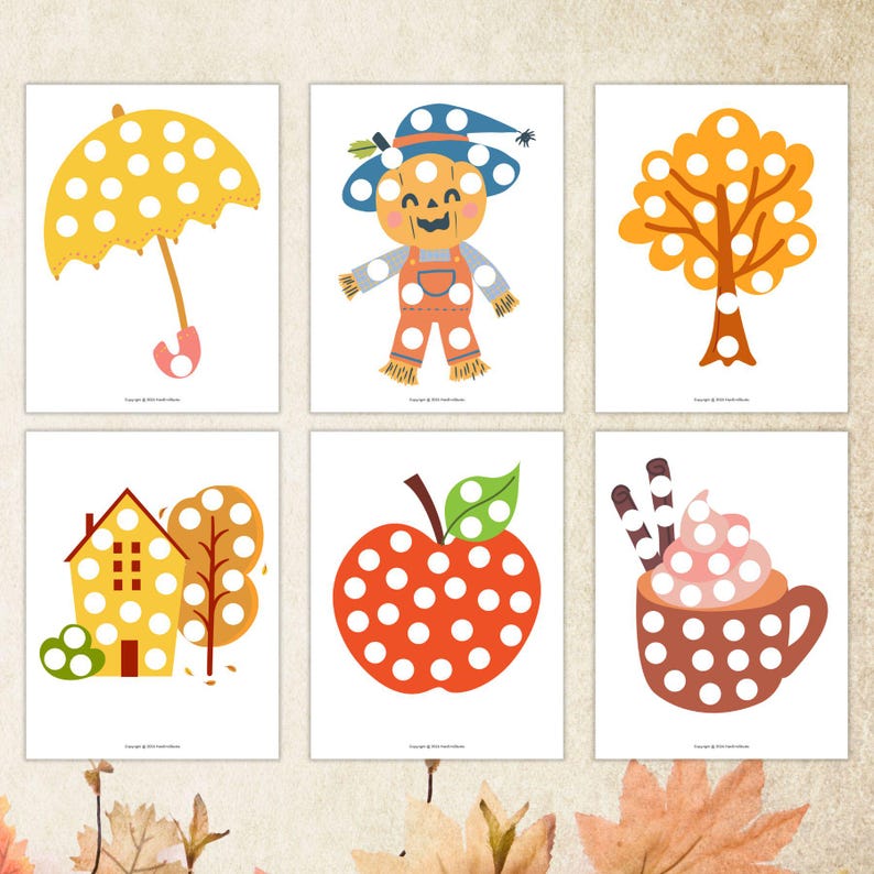 22 Autumn Dot Marker Worksheets for Kids; Autumn Do a Dot; Fall Dot ...