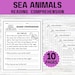10 Sea Animal Reading Comprehension Worksheets; 1st Grade Reading ...