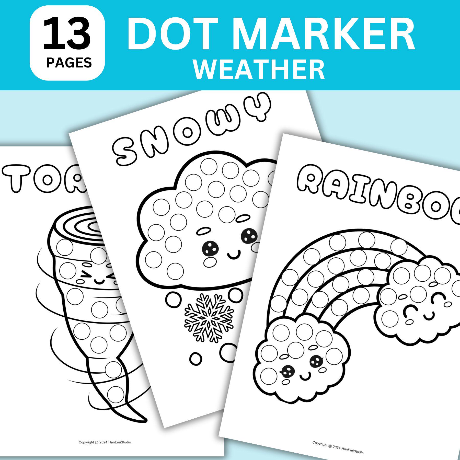 Weather Dot Marker Coloring Pages: Kids Preschool Activity (PDF) - Etsy