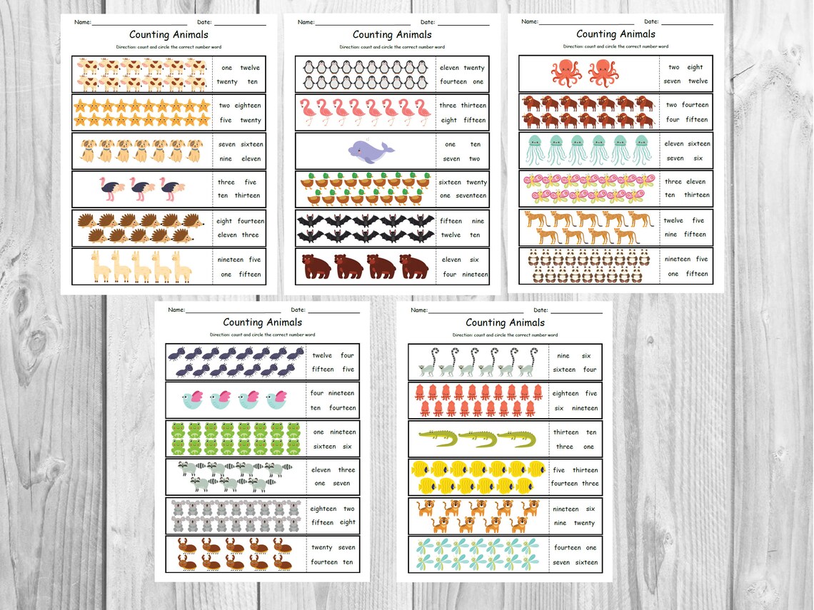 Number Word Counting Practice Number 1 - 20; Counting Worksheets ...