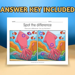 10 Sea Animal Spot the Difference Worksheets for Prek and ...