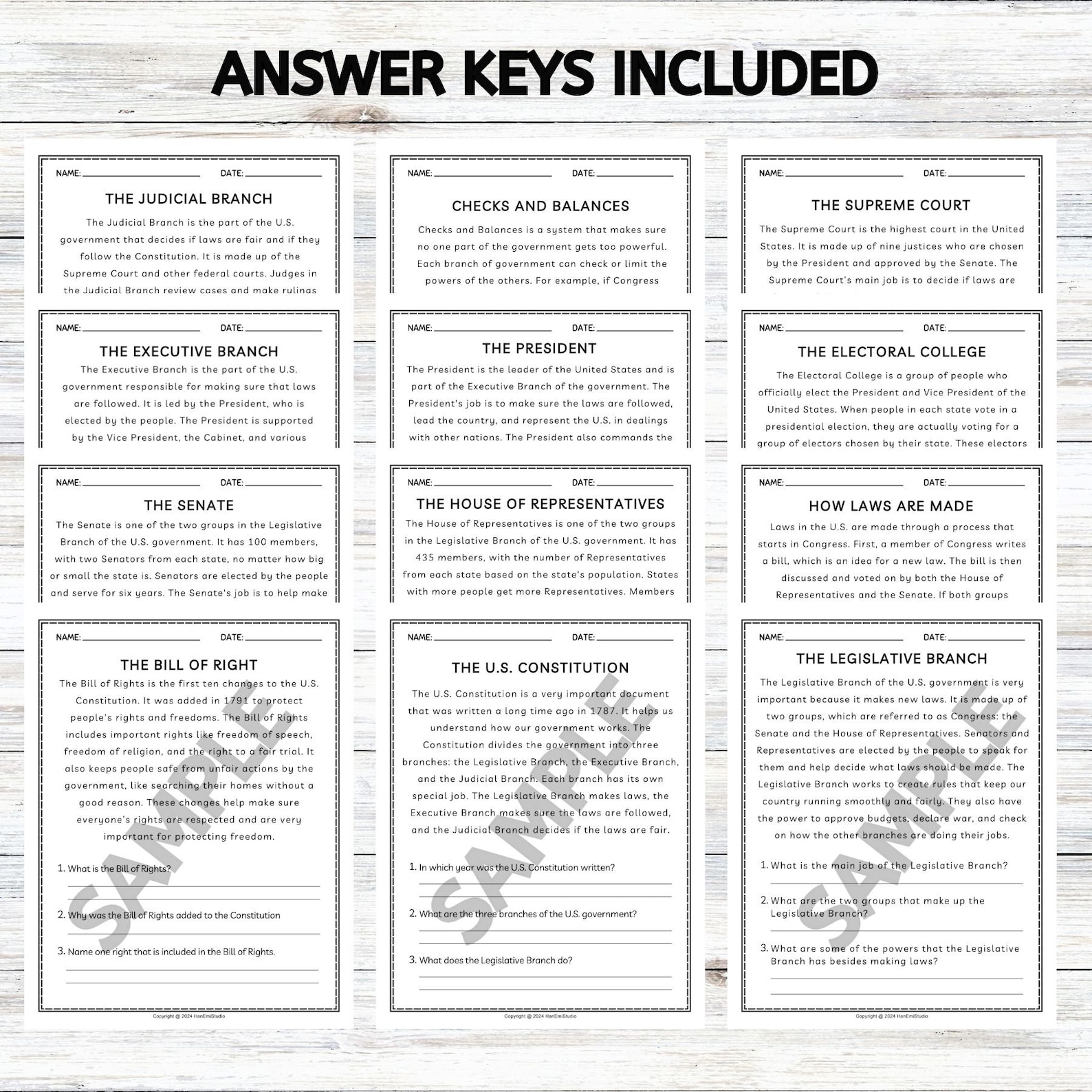 12 US Constitution Reading Comprehension Worksheets 4th Grade Reading ...