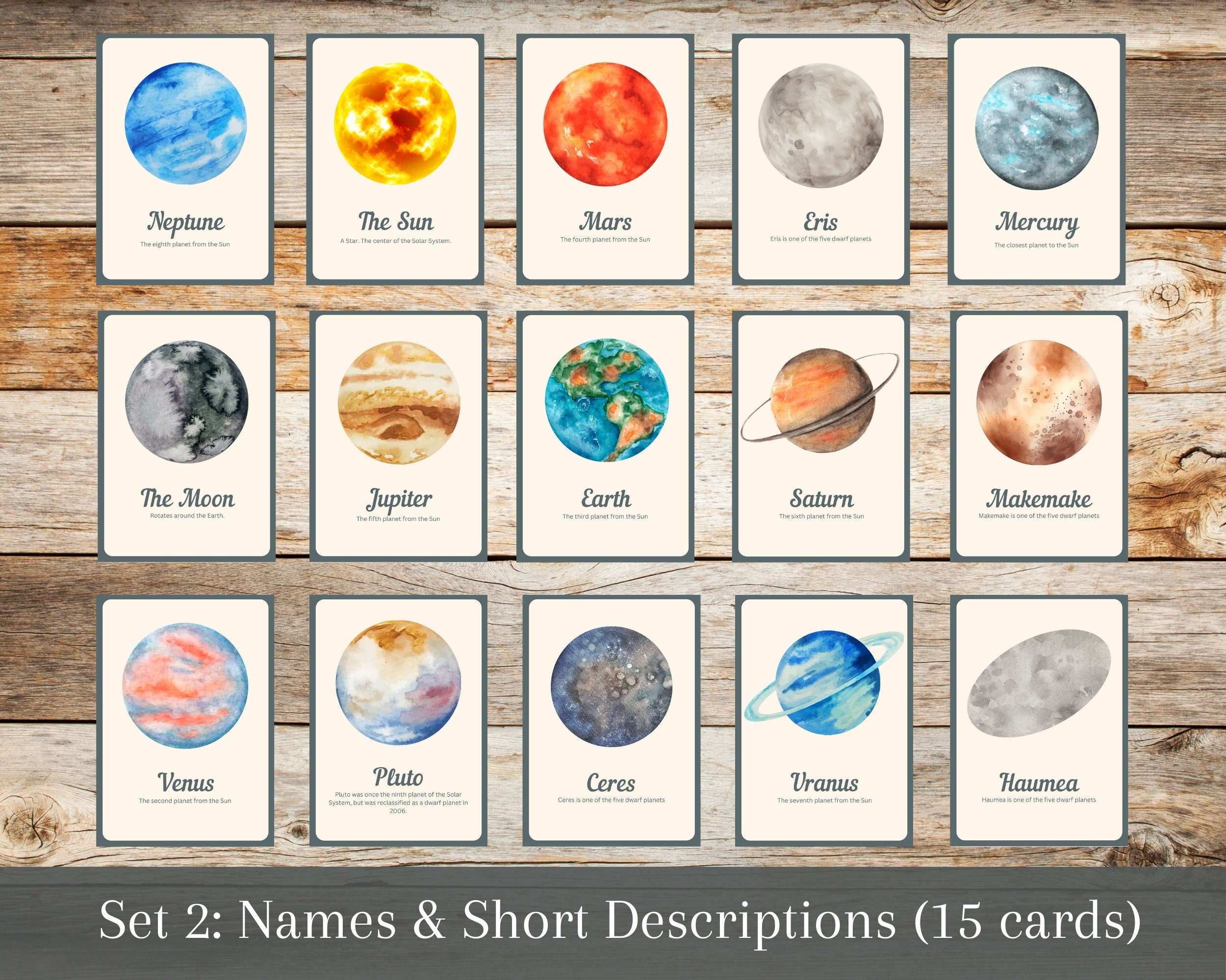 35 Planet and Solar System Flash Cards; Planets Flashcards; Solar ...