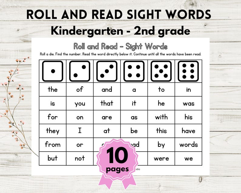 Roll and Read Sight Words Game - First 350 Fry Sight Words (10 Pages ...