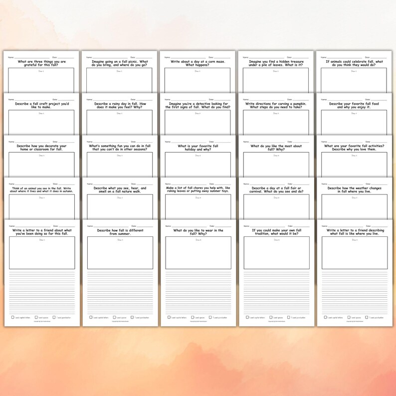25 Fall Writing Prompts for Kids; Creative Writing for Kids; Fall ...