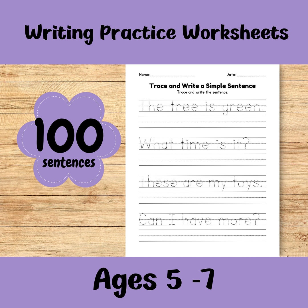 25 Page Tracing and Writing Worksheets for Ages 5-7; Sentence Building ...