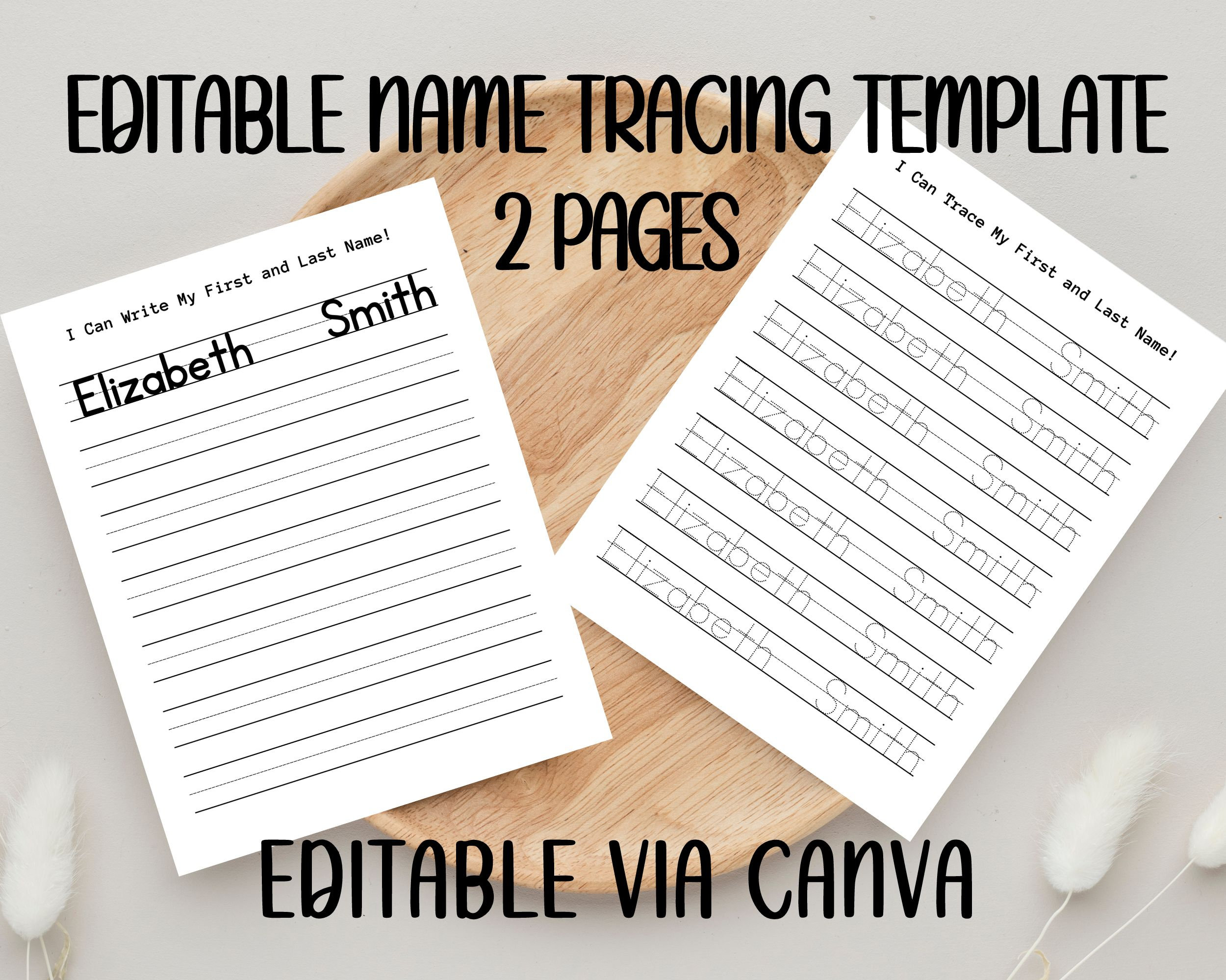 EDITABLE Name Tracing Worksheet via CANVA; Editable Template ...
