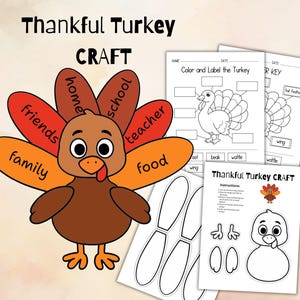 Thankful Turkey Craft Printable; Parts of a Turkey; Build a Turkey ...