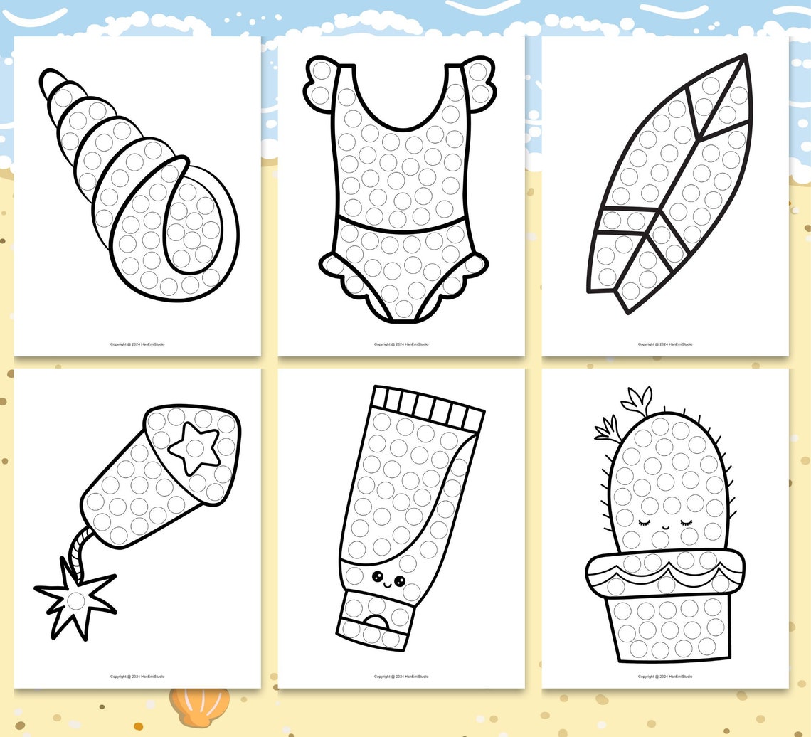 30-page Summer Dot Marker Worksheets for Kids; Summer Do-a-dot ...
