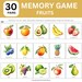 30 Pairs Fruits Memory Game; Fruits Matching Cards; Fruits Matching ...