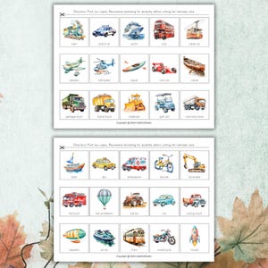 30 Pairs Transportation Memory Game; Transportation Matching Cards ...