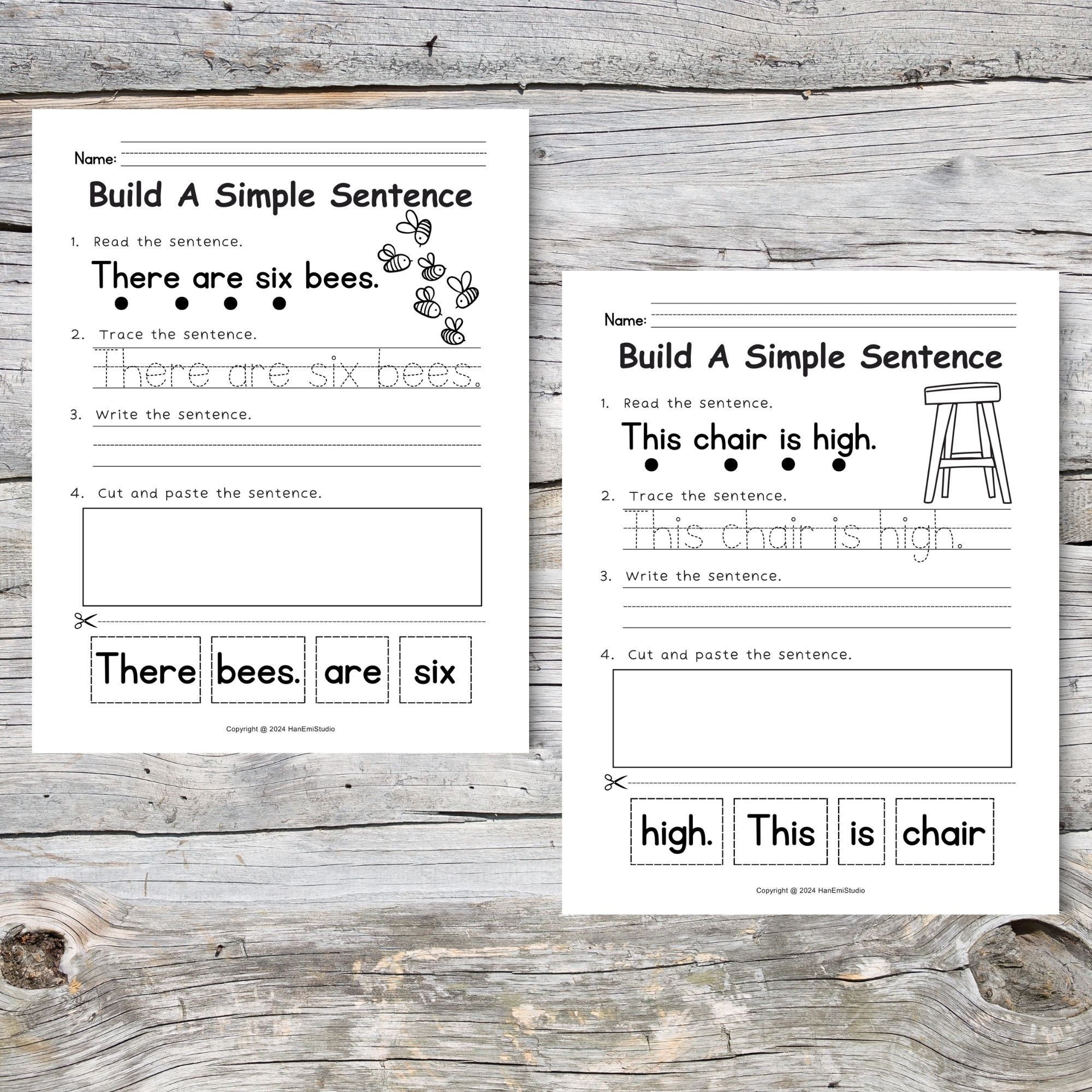 Build a Simple Sentence Worksheets for Ages 4-6; Sentence Building ...