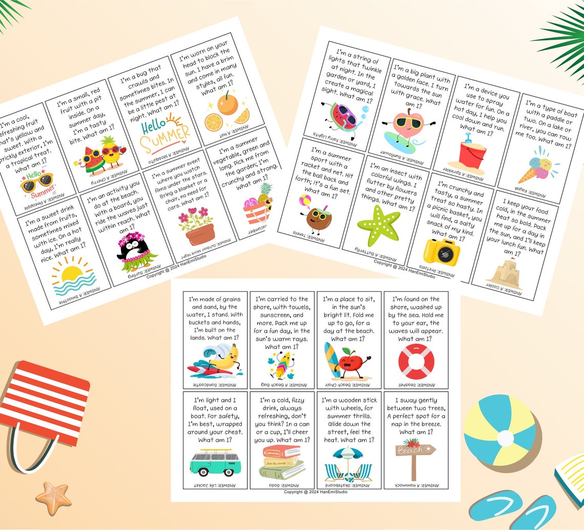 56 Summer Lunch Box Riddles for Kids; Lunch Box Notes; Riddles for Kids ...